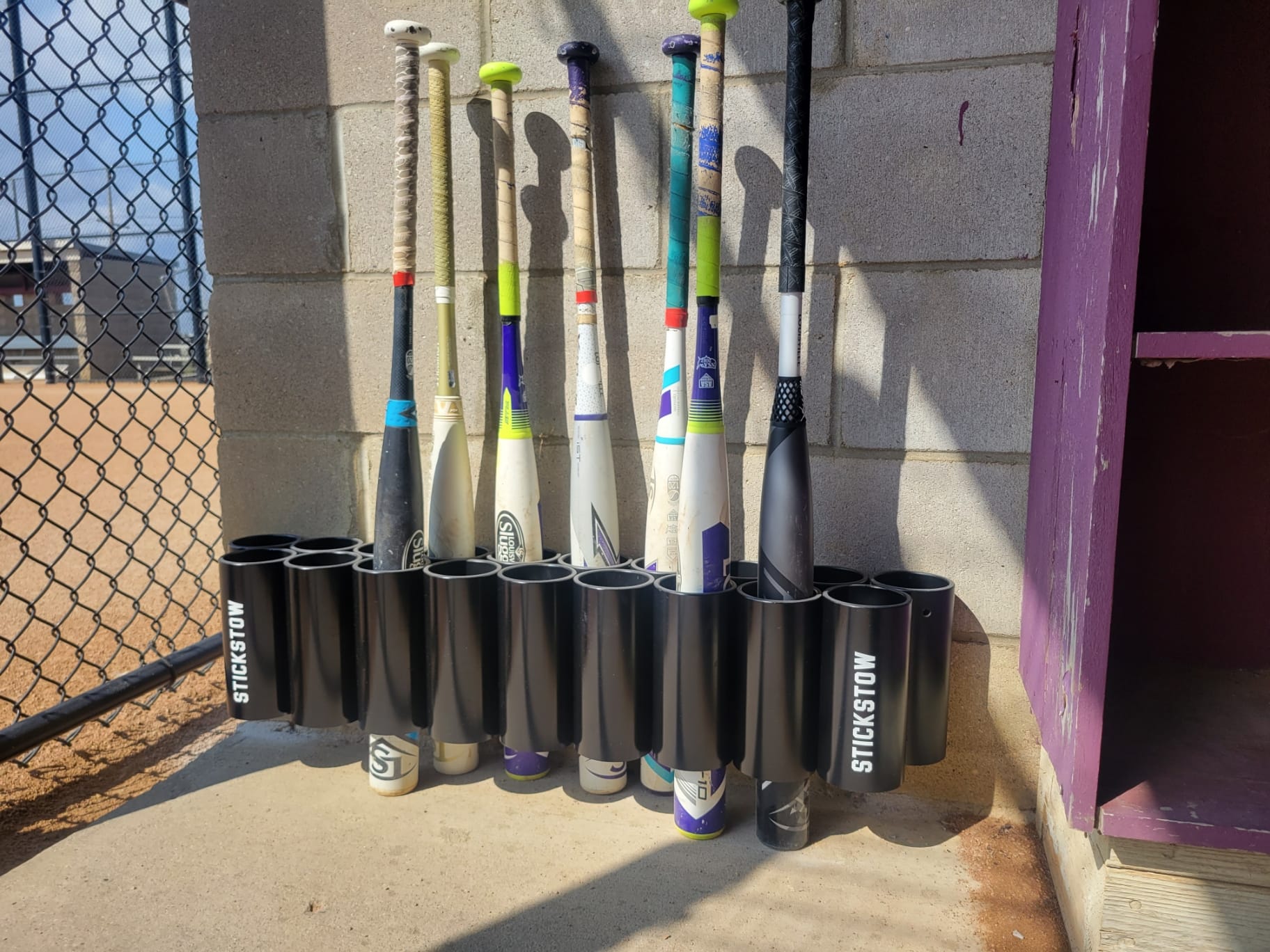 Baseball Dugout Bat Holder Organizing Rack Free Standing or Mounted ...
